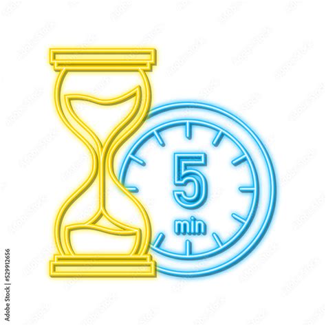 The 5 Minutes Stopwatch Vector Neon Icon Stopwatch Icon In Flat Style