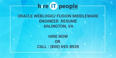 Oracle Weblogicfusion Middleware Engineer Resume Arlington Va Hire