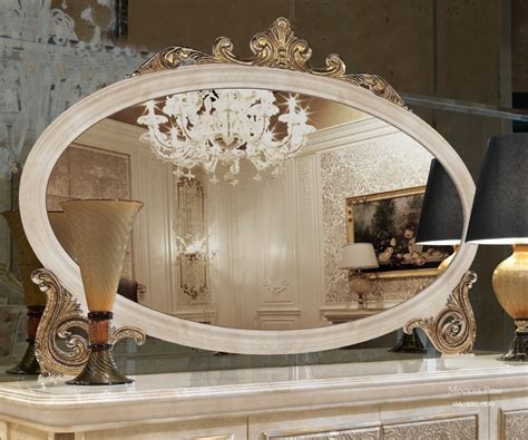 Зеркало овальное в раме из древесины с резьбой ручной работы Baroque ...