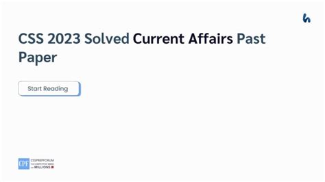 Css 2023 Solved Current Affairs Past Paper