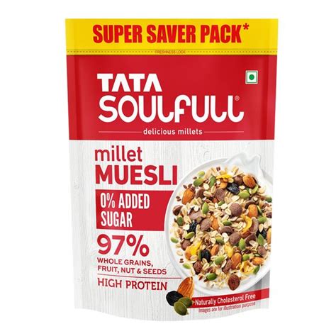 Buy Tata Soulfull Millet Muesli 0 Added Sugar 97 Whole Grains Fruit