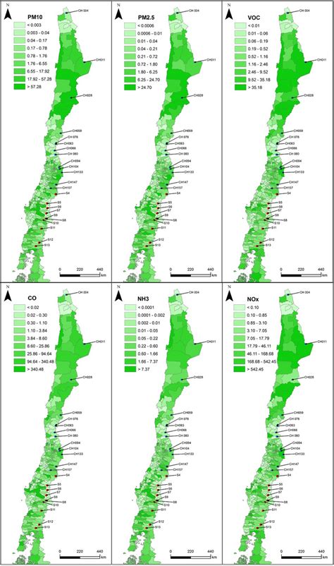 Map Showing Point Source Emissions Tonyear Of Six Different Gaseous
