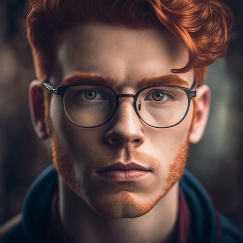 Premium Photo Young Red Haired Man In Glasses Close Up