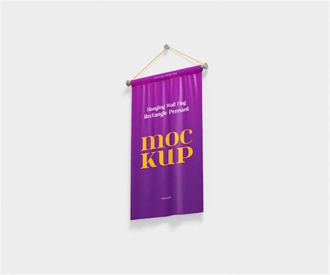 Premium PSD Hanging Wall Flag Rectangle Pennant Mockup Psd Template