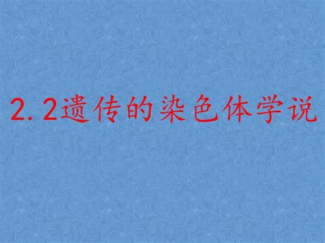 22遗传的染色体学说word文档在线阅读与下载无忧文档