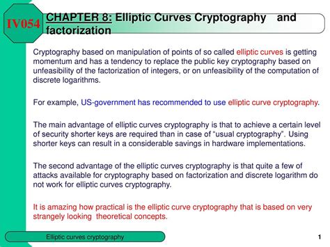 CHAPTER 8: Elliptic Curves Cryptography and factorization - ppt download
