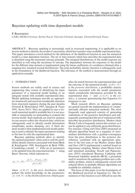 Pdf Bayesian Updating With Time Dependent Models