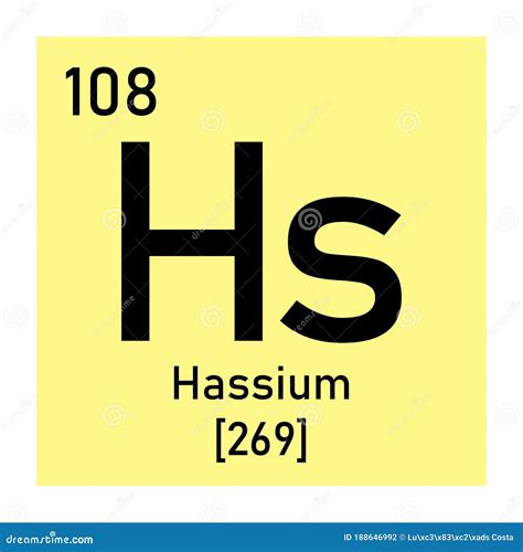 Hassium Symbol Chemical Element Of The Periodic Table Vector Stock