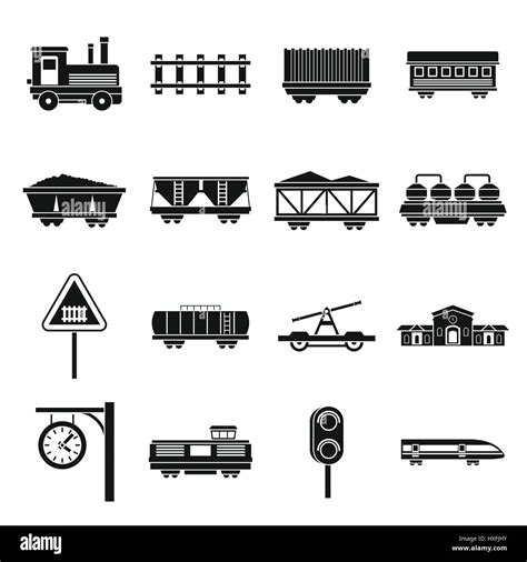 Railway Icons Set Simple Style Stock Vector Image And Art Alamy