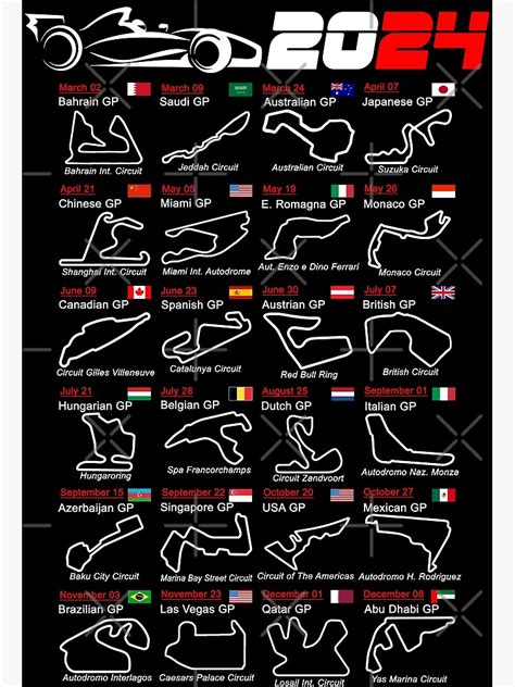 Calendario De Escritorio De Pista De Carreras F1 2024 Calendario🌑