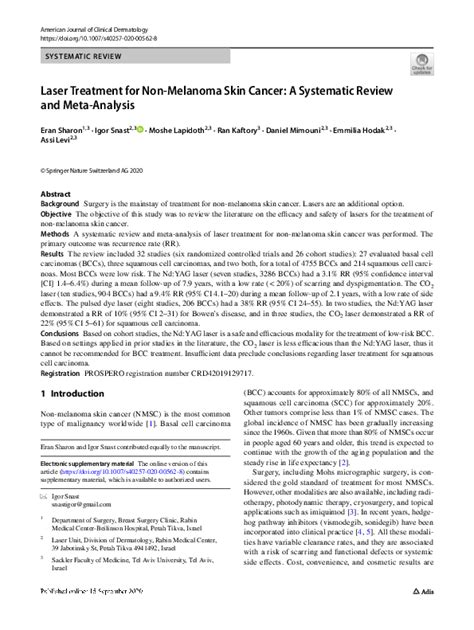 Pdf Laser Treatment For Non Melanoma Skin Cancer A Systematic Review