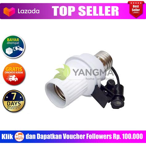 akasra cod promo murah fitting lampu sensor cahaya otomatis gantung putih outdoor untuk segala