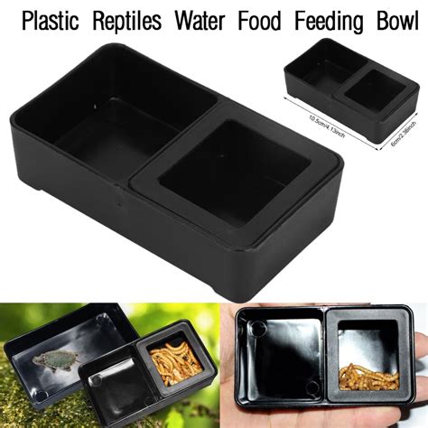 2 Grid Pet Plastic Reptile Feed Box Food Water Dish Bowl For Tortoise
