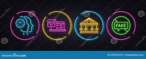 Carousels Online Survey And Time Management Minimal Line Icons For