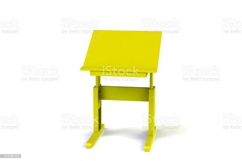 어린이 작은 나무 테이블 가변 높이 흰색 배경에 학교 책상 격리 3d 모델을 렌더링 합니다 0명에 대한 스톡 사진 및 기타