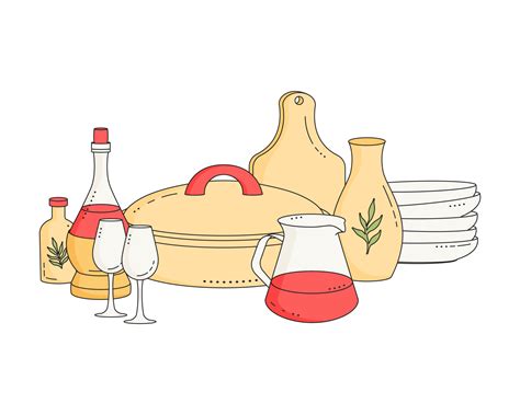Hand Drawn Silhouette Of Kitchenware Element Cooking Tool Item