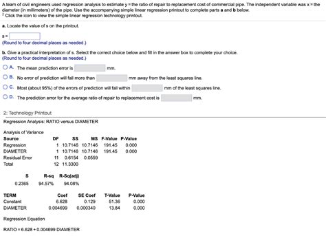 Solved A Team Of Civil Engineers Used Regression Analysis To