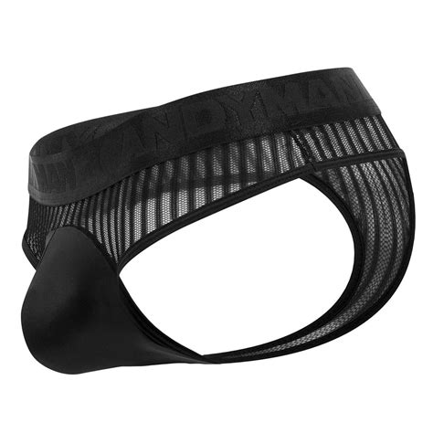 Candyman Striped Mesh Thong Black Inderwear