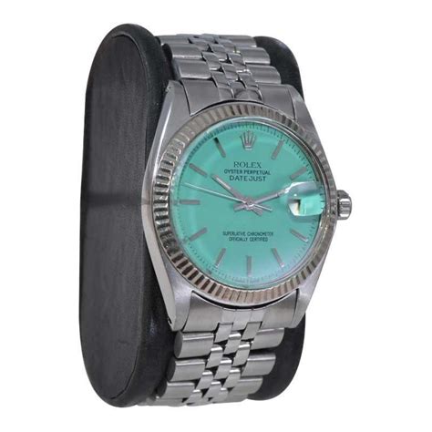Rolex Stainless Steel Datejust Model With Custom Tiffany Blue Dial Late