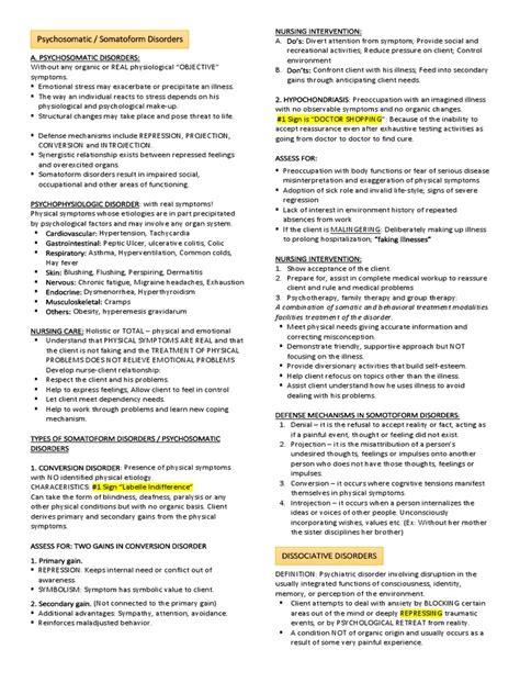 Somatoform Disorders Pdf Dissociation Psychology Psychiatric