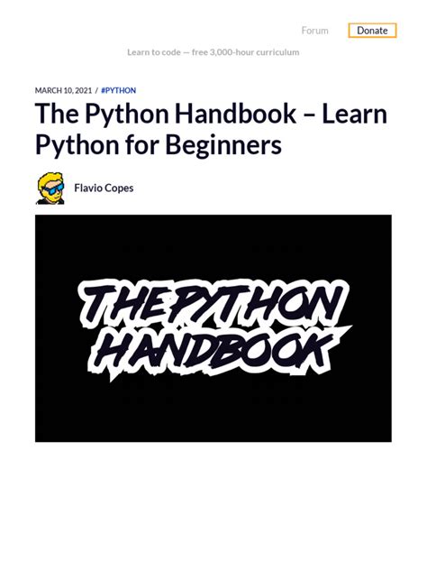 Codecamp The Python Handbook Learn Python For Beginners Pdf Data