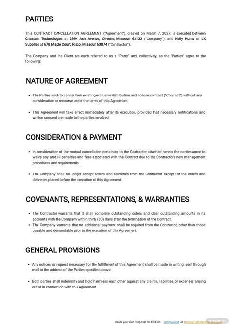 Contract Cancellation Agreement Template Download Now