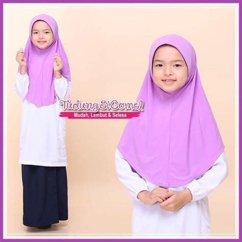 Qasrulhuda Tudung Sekolah Awning Lembut Ungu Muda Purple Soft Awning Tudung Sicomel Original