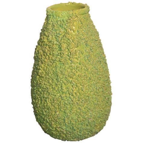 Spica Italian Mid Century Modern Ceramic Green Color Rough Enamelled