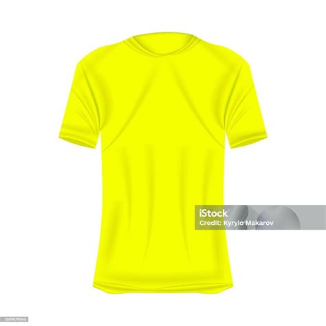 Tshirt Mockup Warna Kuning Mockup Kemeja Realistis Dengan Lengan Pendek