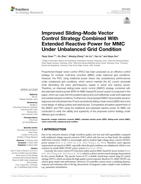 PDF Improved Sliding Mode Vector Control Strategy Combined With Extended Reactive Power For
