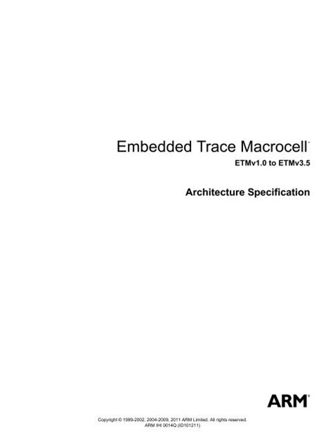 Embedded Trace Macrocell Architecture Specification ARM