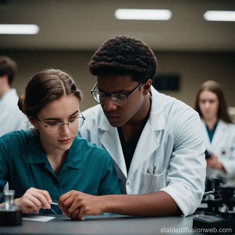 Students Engaged In Lab Work Stable Diffusion Online