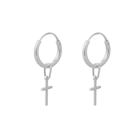Brinco Masculino E Feminino Argola Cm Cruz De Prata Especialista Em Joias Masculinas E