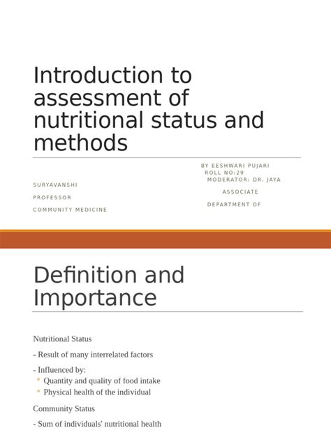 Nutritional Status Assessment Pdf