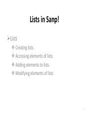 Lists In Snap Pdf Lists In Sanp Lists Creating Lists Accessing