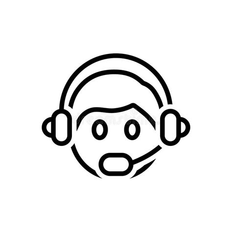 Black Line Icon For Assistant Auxiliary And Operator Stock Vector