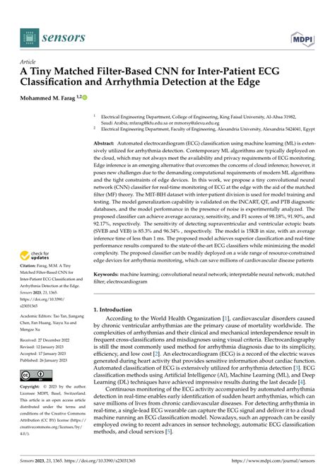 PDF A Tiny Matched Filter Based CNN For Inter Patient ECG