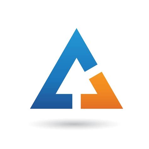 Icono de triángulo abstracto azul con una esquina naranja Vector Premium