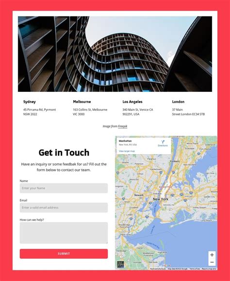 Contacts Block With Map Css Template By Nicepage