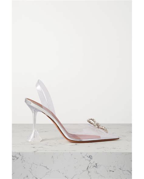 AMINA MUADDI Rosie Crystal Embellished Bow Detailed Pvc Slingback Pumps Lyst
