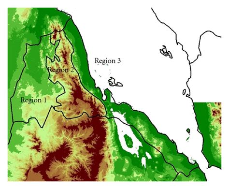 Eritrea Map Showing The Topography Of The Country With Three Regions Download Scientific
