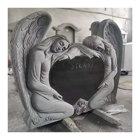 Hot Sale Cemetery Black Granite Heart Shaped Headstones Gravestone