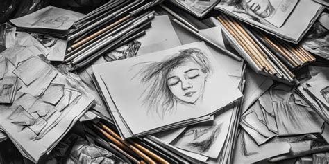 overflowing display of drawing charcoal and sketchpads spreading