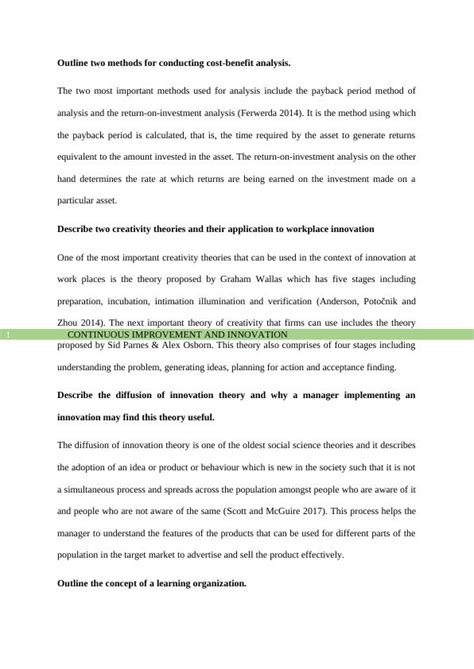 Continuous Improvement And Innovation Desklib