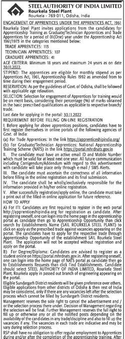Sail Apprentice Recruitment 2022 Out For 261 Vacancies Apply Online Now