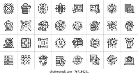 Outline Icon Set Data Science Technology Stock Illustration 767184241
