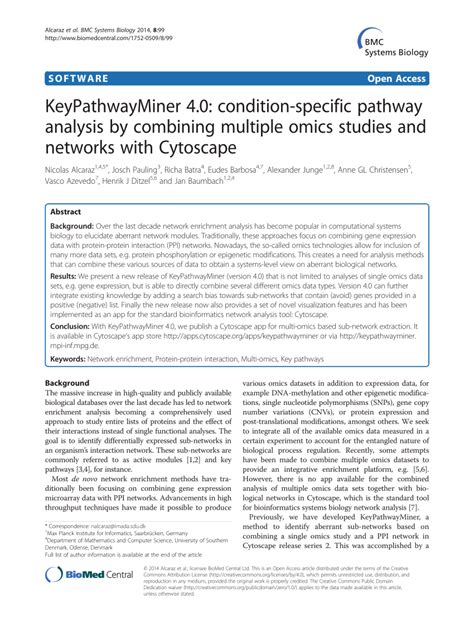 Pdf Keypathwayminer 40 Condition Specific Pathway Analysis By