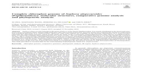 Pdf Complete Chloroplast Genome Of Sophora Alopecuroides Dokumentips