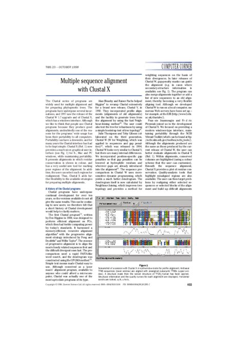 Pdf Multiple Sequence Alignment With Clustal X