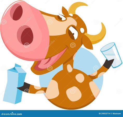 Funny Cow With Milk Stock Vector Illustration Of Product 29053714